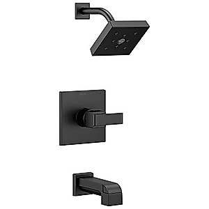 Delta Faucet Ara 14 Series Single-Function Tub and Shower Trim Kit with Single-Spray H2Okinetic Shower Head, Matte Black T14467-BL (Valve Not Included)