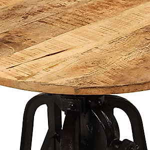 Modern end Table, Side Table, Decorative Table, Suitable for Living Room and Bedroom，Side Table 23.6" x(16.5"-24.4") Solid Wood Mango and Cast Iron