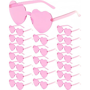 GCQJOQ 20 Pairs Heart Sunglasses Heart Shape Frameless Sunglasses Trendy Transparent Color Party Sunglasses