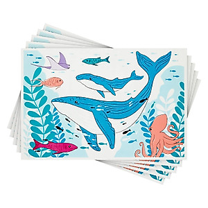 BLUE PANDA - Stick-On Disposable Baby Placemats for Kids, Fun Under The Sea (12 x 18 in, 50 Pack)
