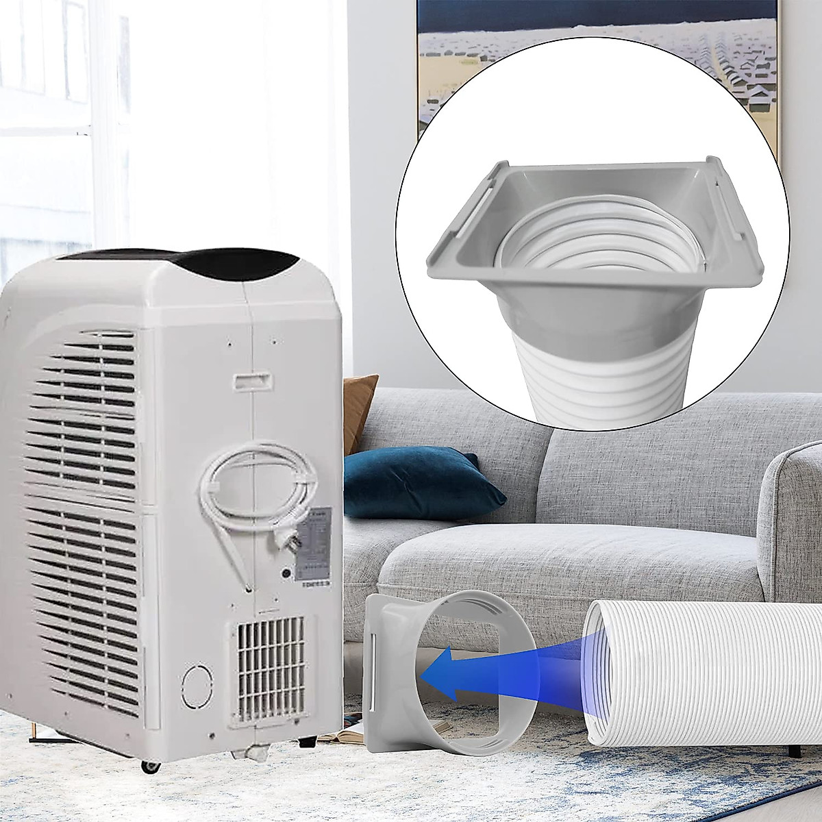 LEZIFU 5.9 Inch/ 6 Inch Portable Air Conditioner Exhaust Hose Coupler Window Adapter A/C Unit Tube Connector Mobile Air Conditioner Accessories(Square Interface)…