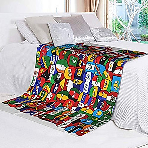 Hanayo Countryball Polandball World Map Flannel Fleece Throw Blanket Soft Cozy Lightweight Fluffy Microfiber Blanket All Season Fuzzy Plush Throw Blanket for Couch Bed Sofa 60"X50"