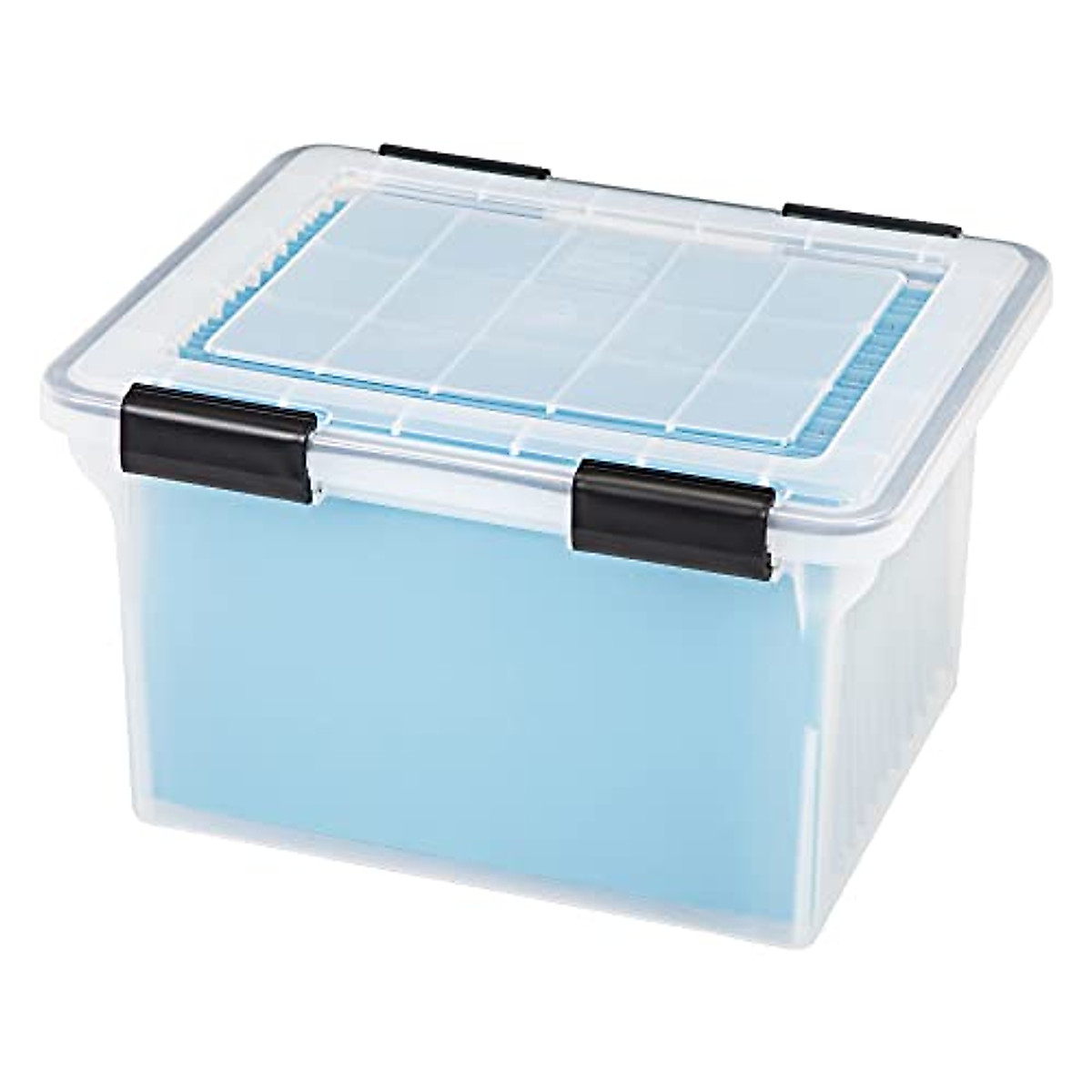 IRIS® Letter/Legal Size Weather-Tight File Box, 10 9/10"H x 14 1/2"W x 17 7/8"D, Clear