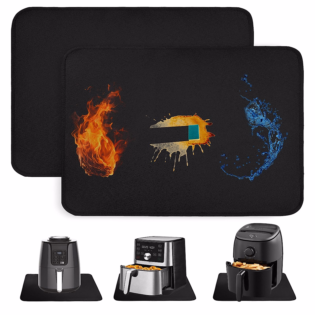 2PCS Heat Resistant Mat for Air Fryer,Deep Fryer,Oven,16x20in Hot Pads for Kitchen Counter Heat Protector,Under Coffee Maker Mats for Quartz Countertop Protector,Deep Fryer Coffee Machine Accessories