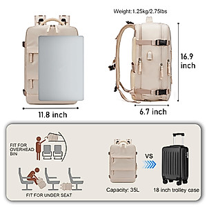 Somago Travel Unisex Backpack Carry On Casual Daypacks Rucksack Backpack Anti Theft for 16 Inch Laptop Business with Shoe Compartment Dry Wet Pocket USB Charger Port(Khaki)