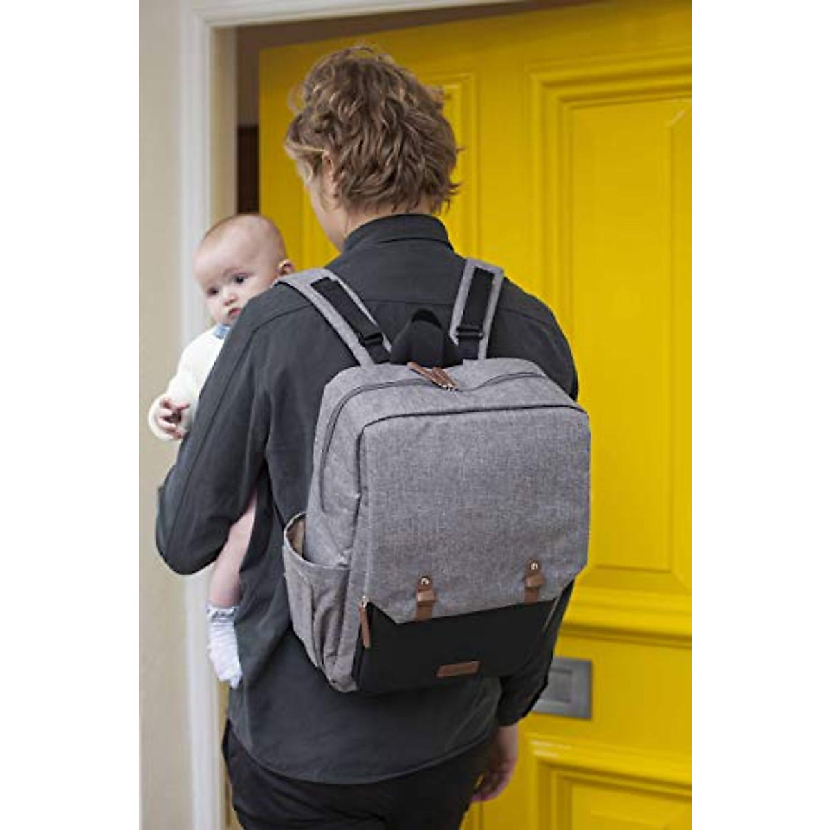Babymel George Unisex Diaper Backpack in Grey and Black