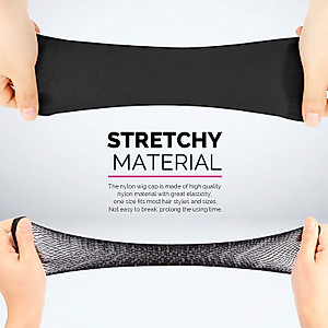 FANDAMEI 6PCS Wig Cap, 4PCS Black Nylon Wig Caps with 2PCS Black Mesh Wig Cap Net. Black Wig Caps for Women, Closed End Hair Mesh Net Wig Caps. Wig Caps for Halloween, Cosplay.