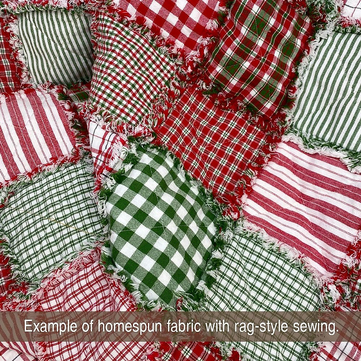 40+ Merry Christmas Charm Pack Red Green White, 5 inch Precut Cotton Homespun Fabric Squares by JCS