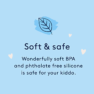 ABBY&FINN Silicone Baby Bib, Blue with Pearl Necklace, Waterproof, BPA Free Silicone, Easy Wipe Clean, Dishwasher Safe, For Baby & Toddler