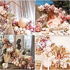 DIY 176pcs Double Balloon Arch Kit, Chrome Rose Gold Double-Stuffed Dusty Pink Cream Peach Balloons, Balloon Arch Kit for Party Decorations, Birthday, Wedding Baby Showers