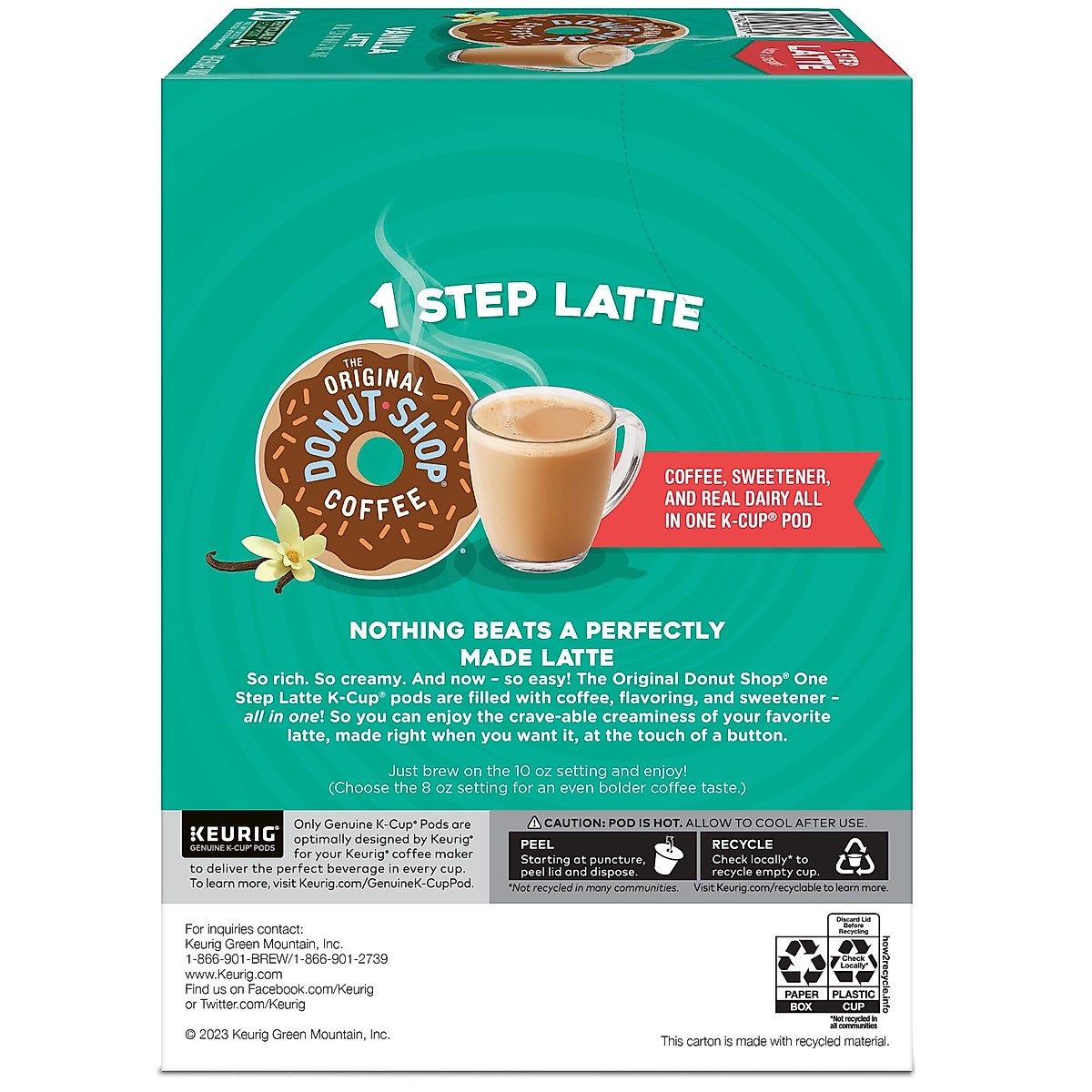 The Original Donut Shop Vanilla Latte, Single-Serve Keurig K-Cup Pods, Flavored Coffee, 20 Count
