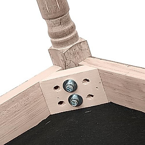 Yusong Vanity Stool Upholstered Bench Seat for Makeup Room, Vintage Small Bedroom Dining Bench with Tufted Fabric for Living Room, Piano Stool with Rustic Wood