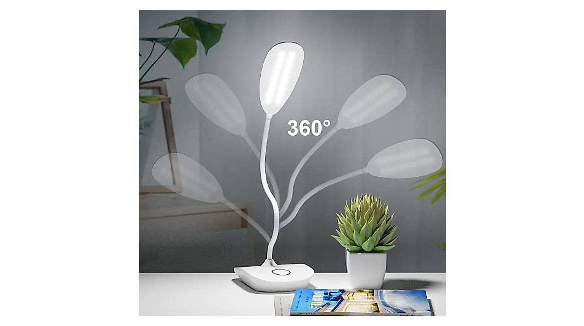 DEEPLITE Rechargeable LED Desk Lamp with Stepless Dimming & Gooseneck