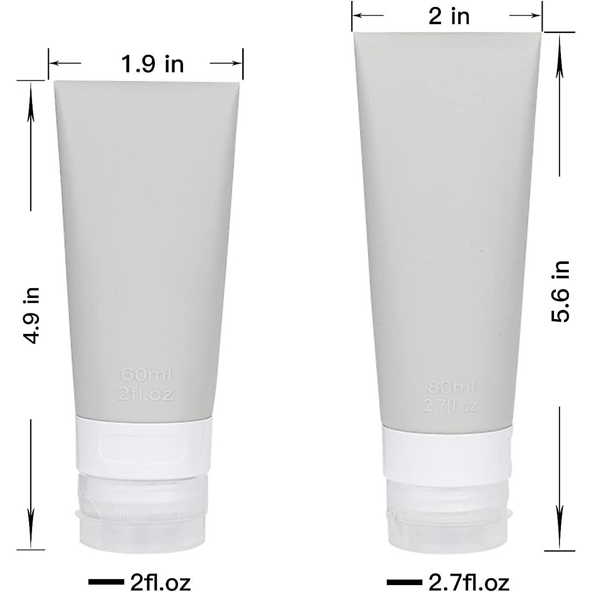 LARPIPAO TSA Certified Portable Soft Silicone Travel bottles Set - 6 Pack Leakproof Silicone Travel Bottles,Cosmetic Toiletry Containers(Label stickers)