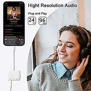 lightning to 3.5mm,Headphone Adapter for iPhone,Headphone Jack Adapter & Charge Compatible iPhone 13/12/11/X/8/8plus/7/7plus/iPad-Support iOS 15.