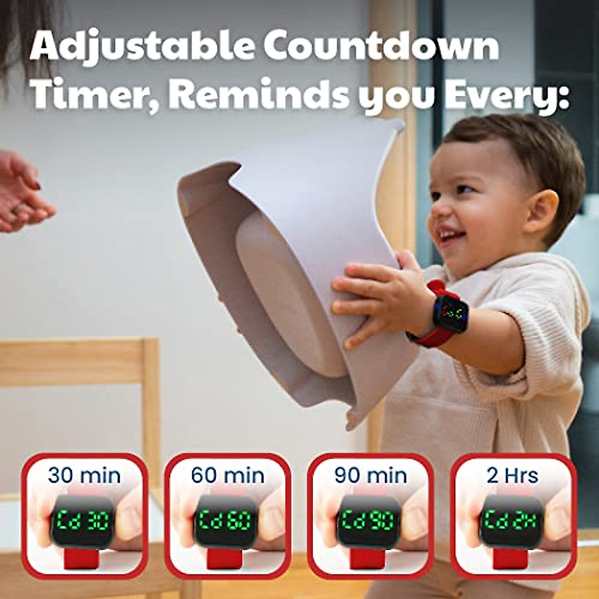 Potty Training Watch for Kids V2 – A Water Resistant Potty Reminder Device for Boys & Girls to Train Your Toddler with Fun/Musical & Vibration Interval Reminders with Potty Training eBook (Red)