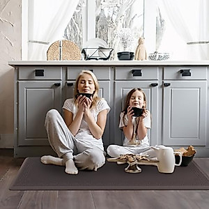 Anti Fatigue Kitchen Mats for Floor, Standing Desk Mat, Cushioned Comfort Mat for Home, Office, Laundry,Pain Relief, Non Slip Bottom, Waterproof & Easy to Clean, 24"x72", Brown