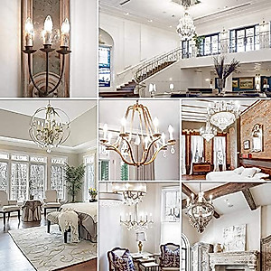 Candelabra LED Bulb, E12 Small Light Bulbs 5000K Daylight Dimmable - 60W Equivalent Ceiling Fan Bulbs Type B Edison Filament Candle Bulbs,Honesorn C35 B11 Clear Glass Chandelier Bulbs 600LM,Pack of 6