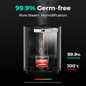 Humidifiers for Large Room, Y&O 10L(2.64Gal) Steam Whole House Humidifier for Plants, Filterless Design, Auto Shut Off, 3 Level Mist Maximum 1200ml/H Output, Covering up to 1000 sq.ft