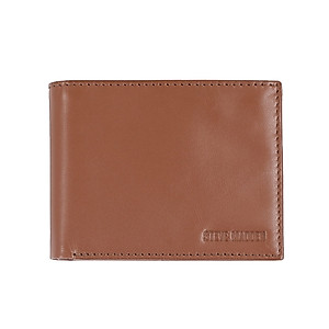 Steve Madden Men's Leather Wallet Extra Capacity Attached Flip Pockets, Cognac (Glove), One Size