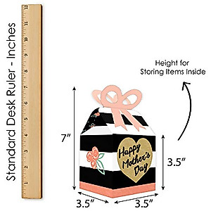 Big Dot of Happiness Best Mom Ever - Square Favor Gift Boxes - Mother’s Day Party Bow Boxes - Set of 12