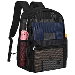 Paxiland Mesh Backpack Lightweight See Through College Student Backpack for Commuting Swimming Travel Beach Outdoor Sports