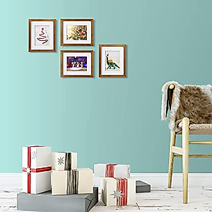 Egofine 8x10 Picture Frames 4 Pack, for Pictures 4x6 or 5x7 with Mat Made of Solid Wood Covered by Plexiglass for Table Top Display and Wall Mounting Photo Frames, Light Brown