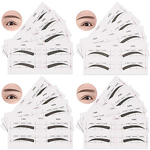 128 PCS Eyebrow Stencil 4 Styles Eyebrows Shaping Stickers Adjustable Eyebrow Grooming Template DIY Brows Guide Makeup Tool