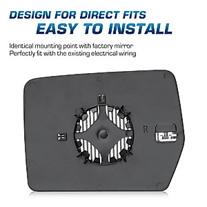 Youxmoto Driver Left and Passenger Right Side Heated Mirrors Glass Replacement, Fit for Ford F150 2011 2012 2013 2014 Side View Mirror Glass with Rear Holder, Fit for BL3Z-17K707-E + 4L3Z-17K707-DA