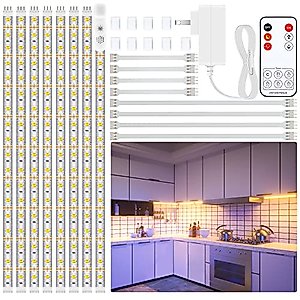 LAFULIT 8 PCS Under Cabinet Lighting Kit, Bright Under Cabinet Lights, Flexible Led Strip Lights with Remote and Power Adapter, for Kitchen Cabinets Shelf Desk Counter, 2700K Warm White, 13ft