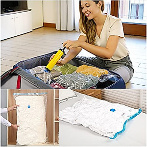 Oubyu Premium Vacuum Compression Bag With 80% More Storage Bag Space. Storage Bag For Quilts, Clothes, Blankets And More. Includes Packing Travel Clothes, Moving Supplies, 10 Packs With Air Extraction Tool (Size: 50cm*70cm)