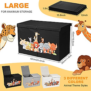 SiliFine 3 Pcs 24.5 x 12 x 16'' Large Toy Box Storage with Lid 2 Compartments Handles Toy Storage Chest for Kids Collapsible Sturdy Foldable Organizer for Boys Girls Nursery Playroom Bedroom