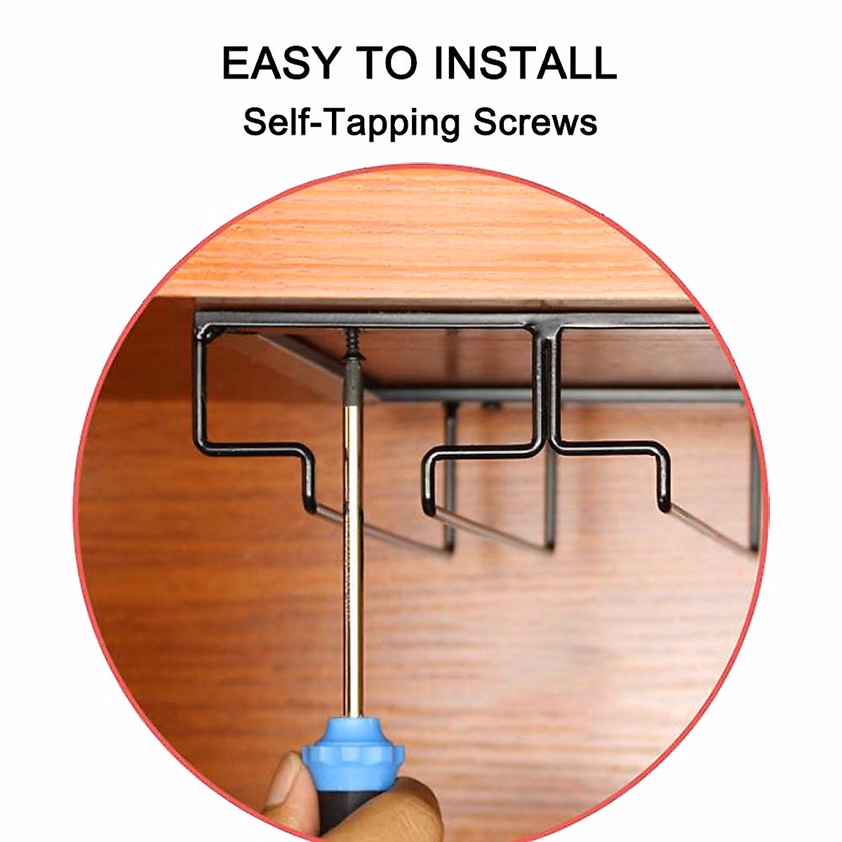 Wine Glass Rack, Under Cabinet Stemware Rack Wine Glass Holder Storage Hanger for Cabinet Kitchen Bar