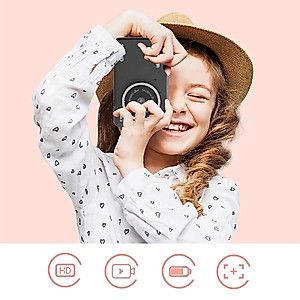 2.5K Digital Camera, 8X Zoom Automatic Light Sensitivity Dual Lens Video Camera, for Kids Student, Cute Pocket HD Camcoder (Black)