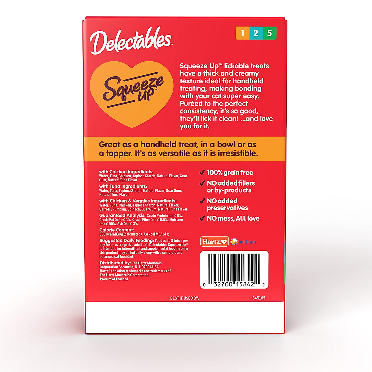 Delectables Squeeze Up Variety Pack, Creamy Squeezable Puree, Lickable Wet Cat Treats, Grain Free, No Added Fillers, No by-Products, No Added Preservatives, 0.5 Ounces Tube, 20 Tubes Total