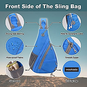 WOOMADA Small Sling Bag for Men Crossbody Sling Shoulder Travel Hiking Backpack Chest Bag for Women with Hidden Earphone Hole (Black3)