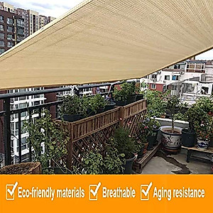 ALBN Sun Shade Mesh, Balcony Privacy Screen Windproof Garden Sun Protection Anti-UV, with Rope and Cable Tie, Polyethylene, 51 Sizes (Color : Beige, Size : 90x180cm)