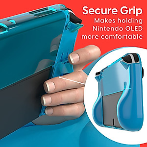 TALK WORKS Nintendo Switch OLED Case - Protective Fit Durable TPU Case Designed for Nintendo Switch OLED - Non-Slip Secure Holding Grips, Easy Opening for Kickstand - For Comfortable Gaming - Blue