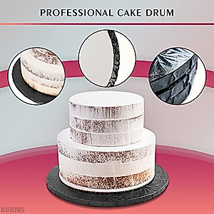 Black Round Tray 12 Inch Cardboard Circles Black Cake Board Cake Drum Wrap Covering Display Board Round Cardboard Cake Rounds - BURIUS