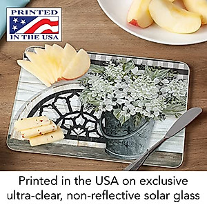 CounterArt Vintage Farmhouse 3mm Heat Tolerant Tempered Glass Cutting Board 10” x 8” Manufactured in the USA Dishwasher Safe