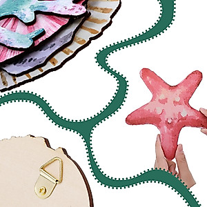 6 Pieces Beach Wall Decor Seashell Bathroom Decor Seashell Decor Ocean Seashell Starfish Wall Decor Beach Coastal Wooden Shells Starfish Beach Decorations for Home Bedroom Living Room Garden Nursery