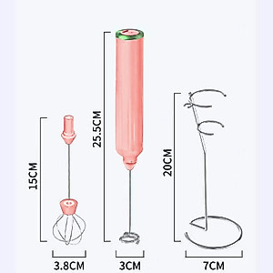 Milk Frother Handheld with 3 Stainless Steel Whisks, Rechargeable Electric Drink Mixer with Stand & Travel Case, Milk Foamer for Coffee, Latte, Cappuccino, Hot Chocolate, Egg,Jam Supplement-Pink