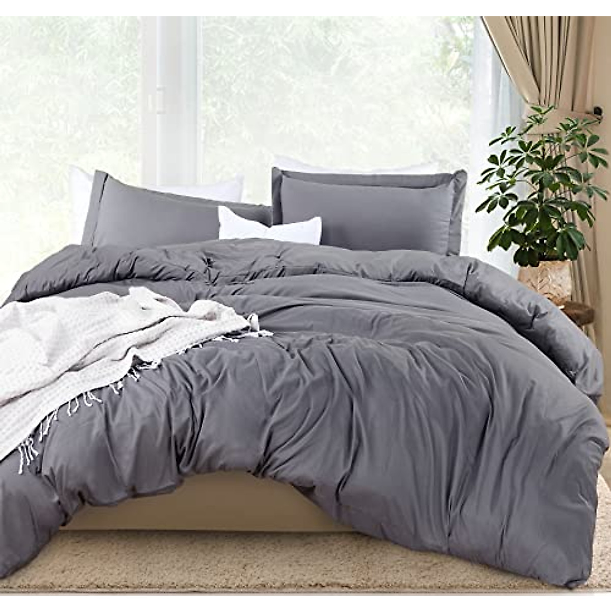 Utopia Bedding Duvet Cover Full Size Set - 1 Duvet Cover with 2 Pillow Shams - 3 Pieces Comforter Cover with Zipper Closure - Ultra Soft Brushed Microfiber, 80 X 90 Inches (Full, Grey)