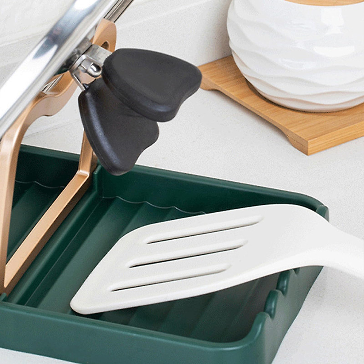 Bytkgpt Pot Lid Holder Organizer Pan Pot Cover Lid Rack Stand Holder, Easy to clean plastics-2 piece