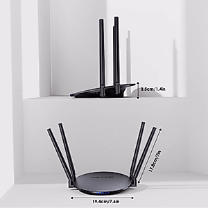 WAVLINK AC1200 WiFi Router Wireless Internet Router for Home, Dual Band Router 2.4GHz and 5GHz with 1000Mbps WAN/LAN Gigabit Ethernet Port, 4 x 5dBi Foldable Antennas, Supports Router Repeater AP Mode