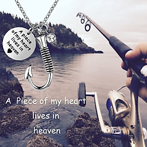 LuxglitterLin Fish Hook Cremation Urn Necklace for Ashes Fishing Memorial Ashes Keepsake Pendant