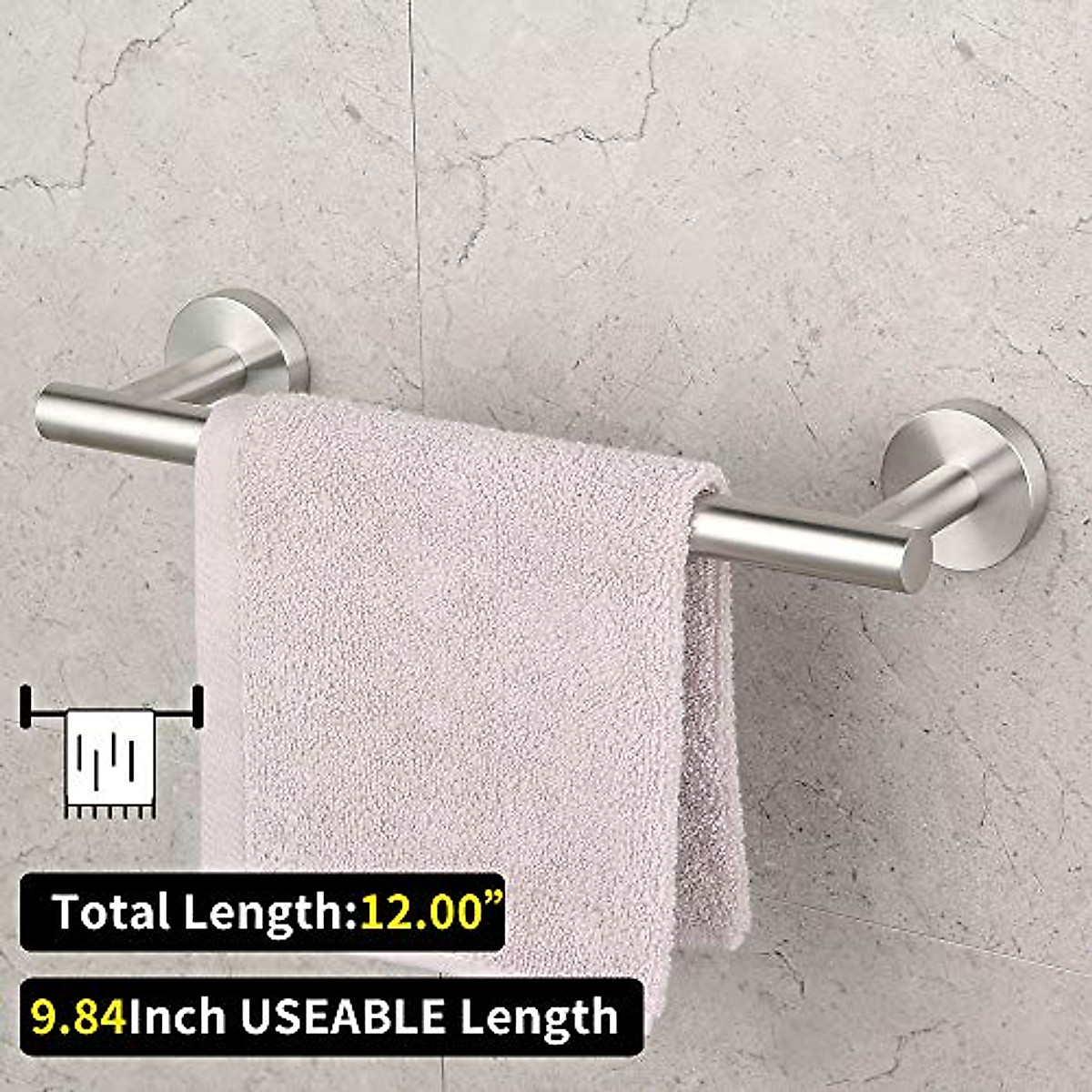 GERZ Contemporary 12-Inch Towel Bar Bath Hand Towel Holder Brushed Stainless Steel Wall Mounted Bathroom Organizer Brushed