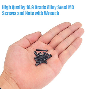 DYWISHKEY 360 Pieces M3 x 6mm/8mm/10mm/12mm/16mm/20mm, 10.9 Grade Alloy Steel Hex Button Head Cap Bolts Screws Nuts Kit with Hex Wrench