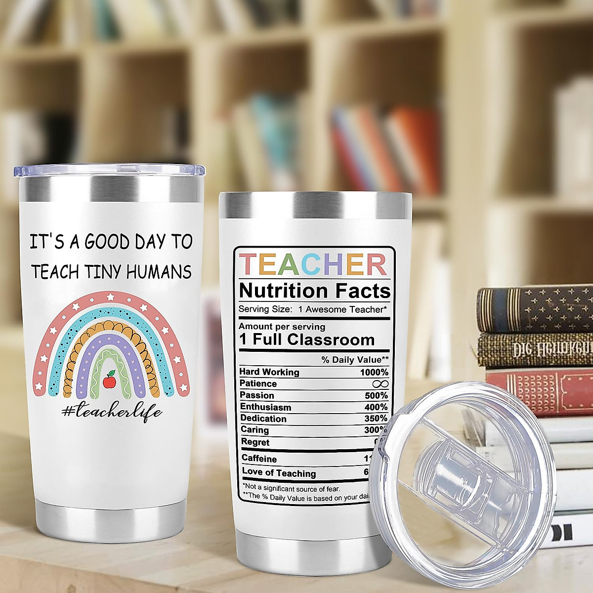 Teacher Appreciation Gifts with Tumbler and Tote Bag, Daycare Teacher Gifts for Birthday with Travel Beach Bag and Cup