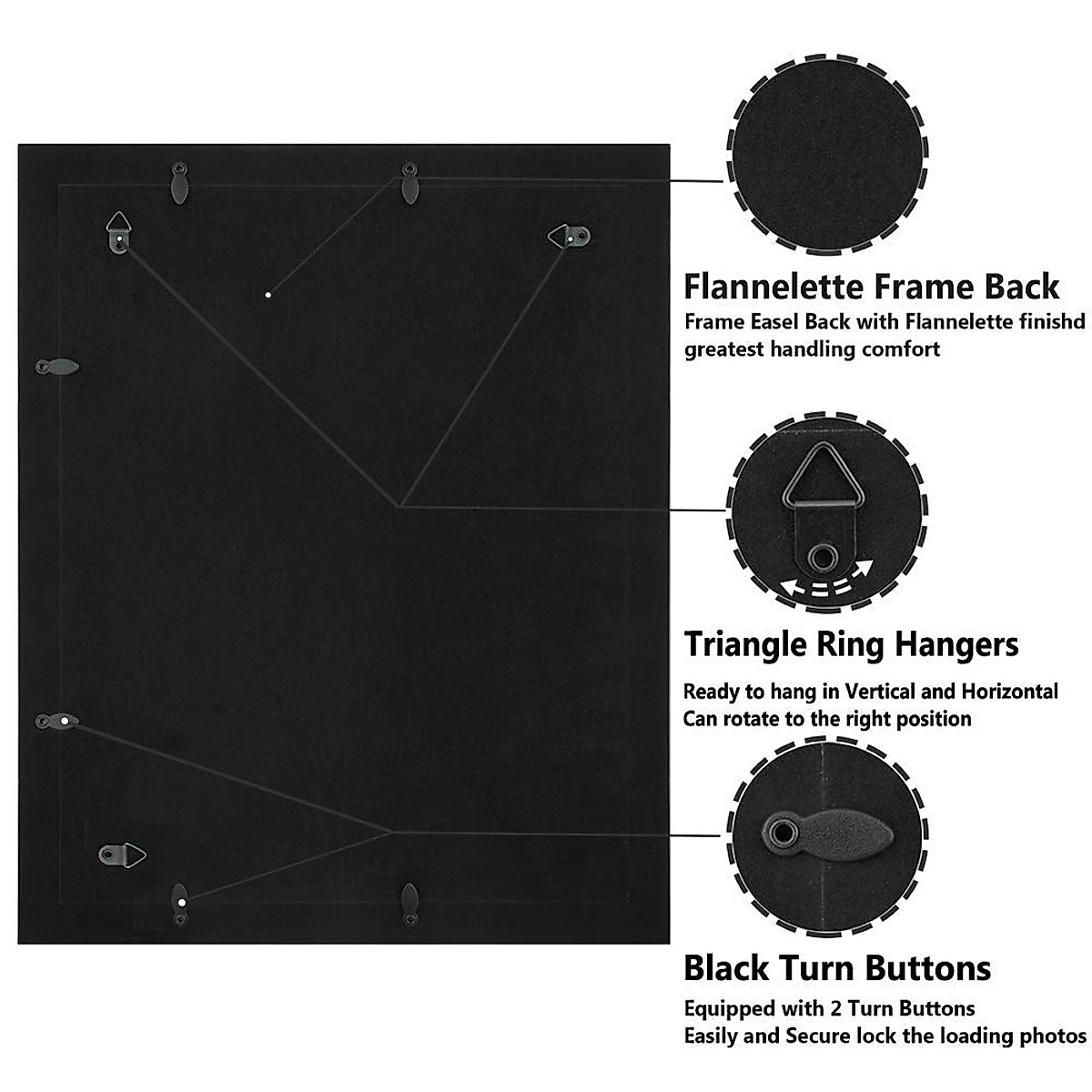 LaVie Home 11x14 Picture Frames (1 Pack, Black) Rustic Photo Frame Set with Tempered Glass for Wall Mount Display